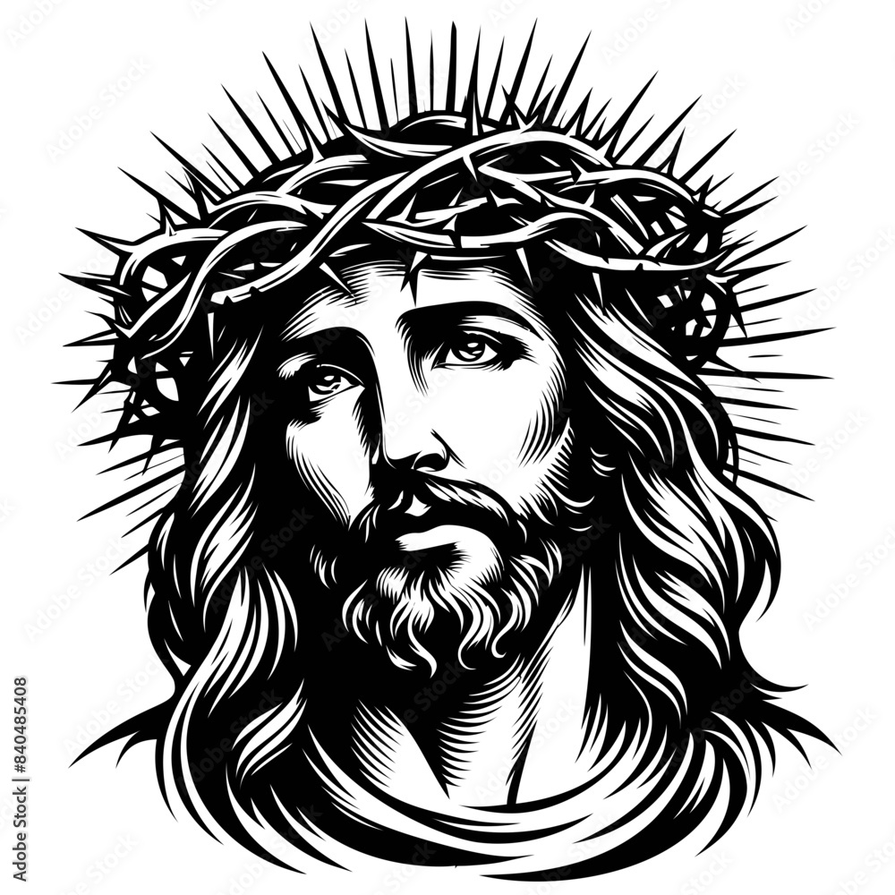 Jesus Christ with Crown of Thorns SVG | Jesus Christ Vector | Passion ...