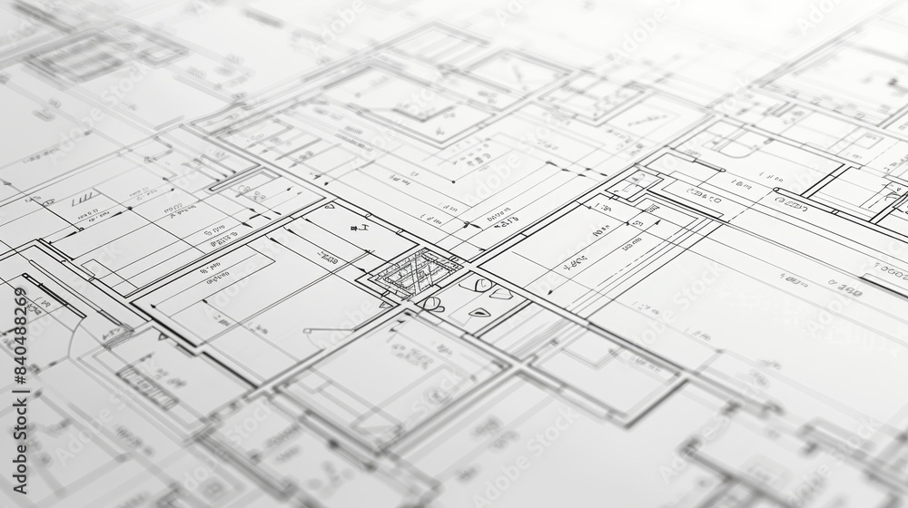 High-detail architectural blueprint showing structural plans and ...