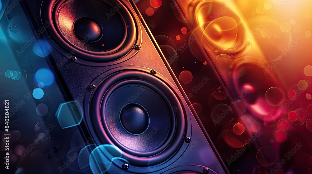 Music banner. loudspeakers for music and sound surround home theatre ...