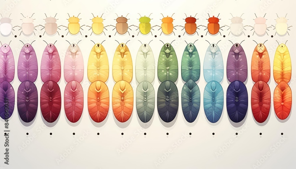 Fly larva flat design top view decomposition cartoon drawing Triadic ...