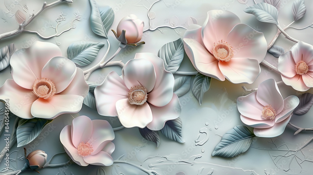 panels wall art, 3D flowers, 3D Floral Wall Sculptures, wall decoration ...