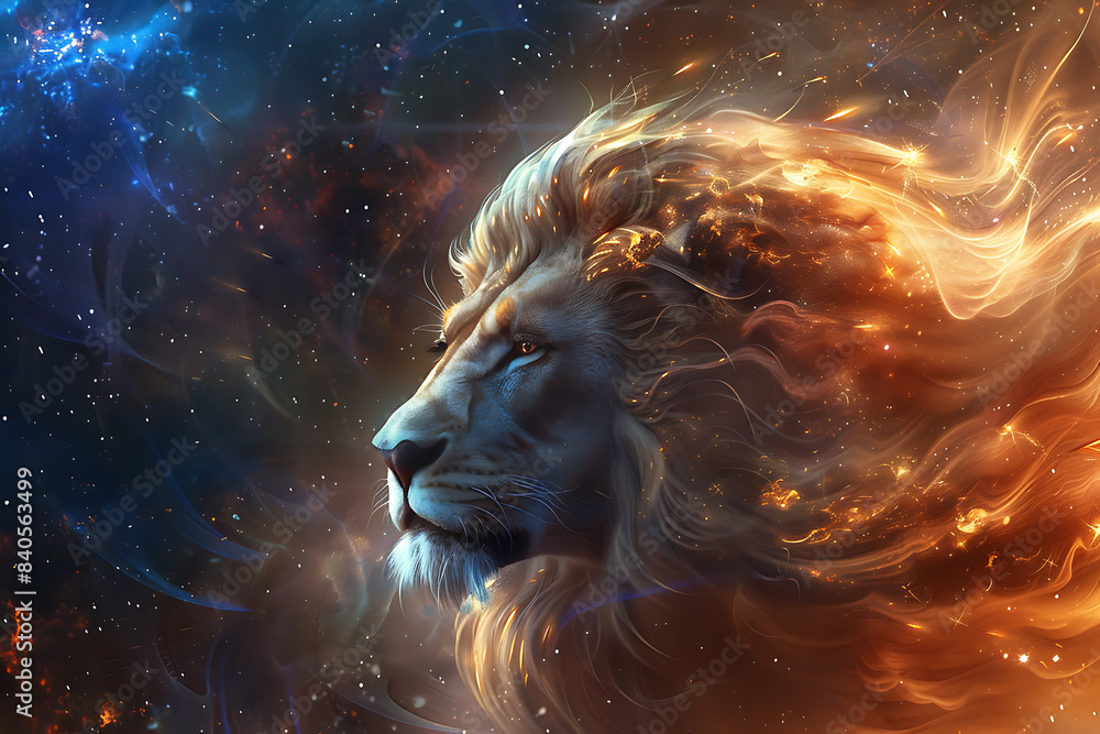 A stunning illustration of the zodiac sign Leo, featuring intricate ...