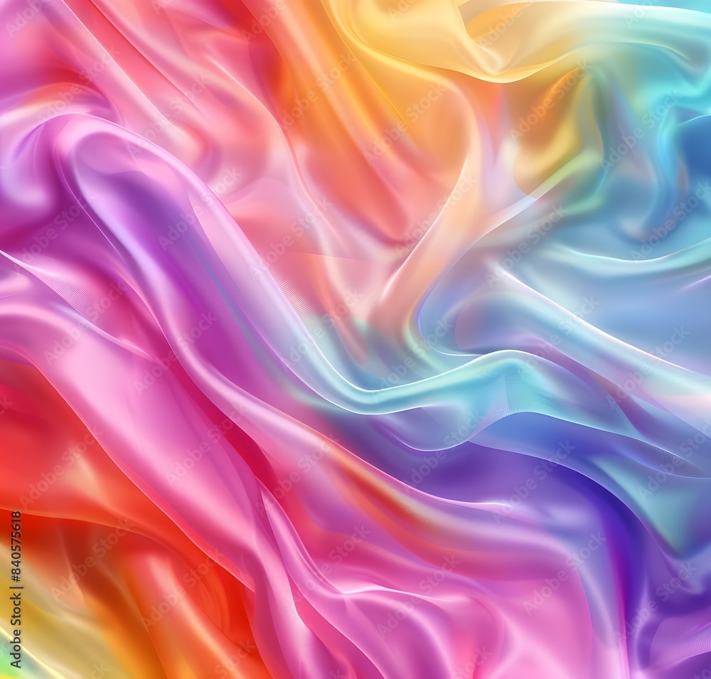 Colorful rainbow background with soft waves of color, rainbow silk ...