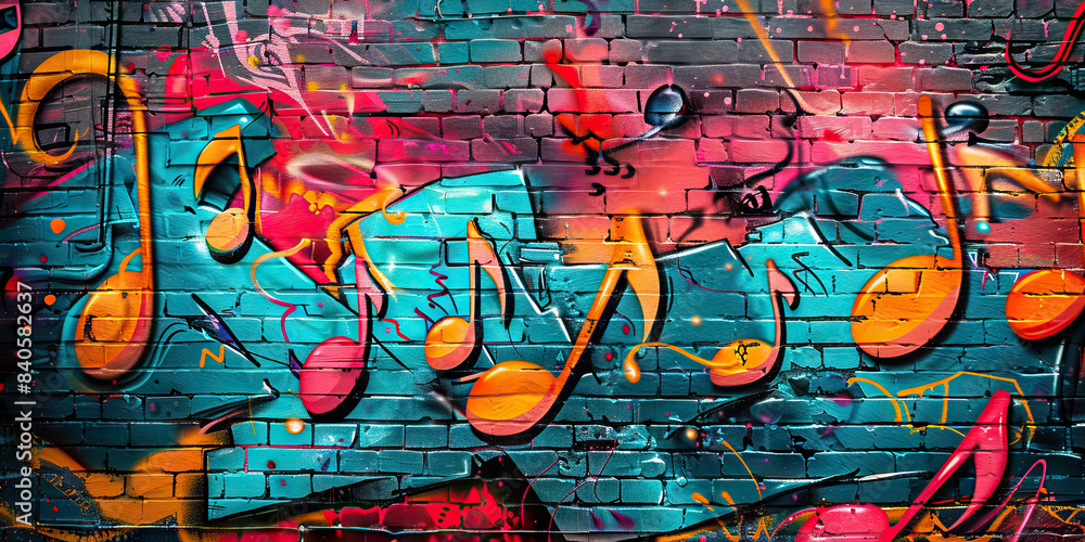 Stock-Illustration „Urban Street Beats: Graffiti Wall Covered in ...
