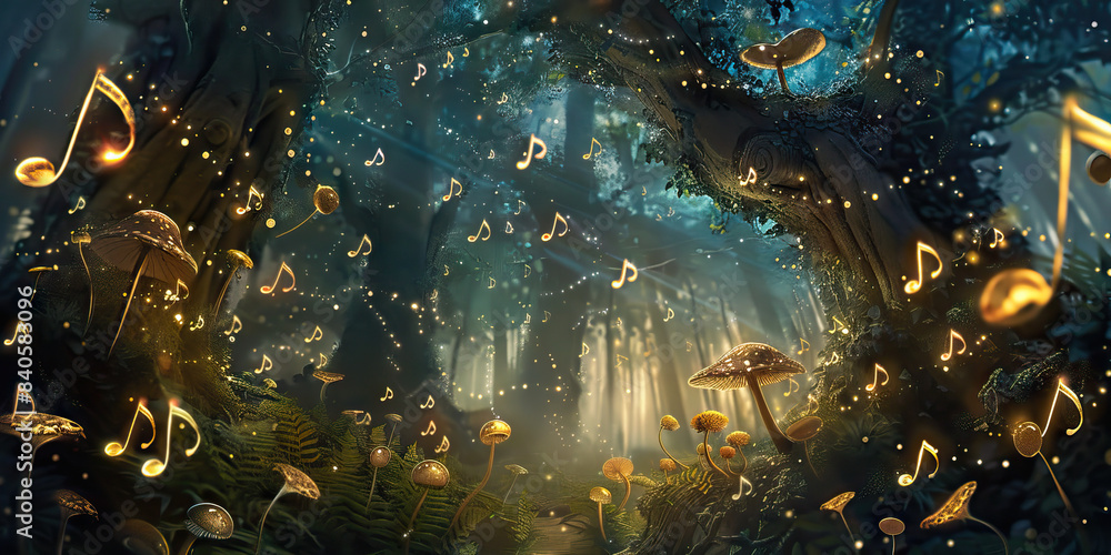Enchanting Fairy Tale Melodies: Music Notes Floating in a Magical Fairy ...