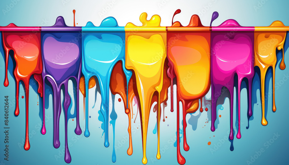 Colorful rainbow dripping liquid in flat design, front view with a ...