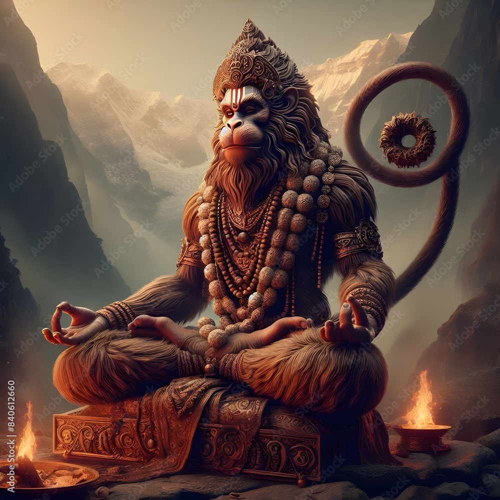 Lord Hanuman | Hanuman Jayaniti | Meditation Stock Illustration | Adobe ...