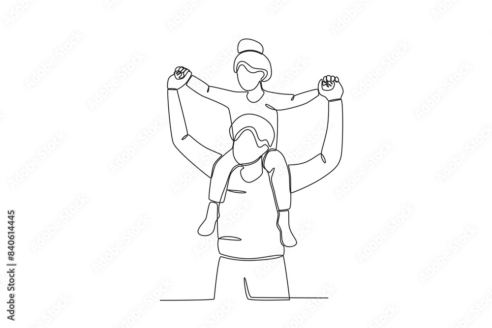 Continuous one line drawing of Father holding his daughter, father_s ...