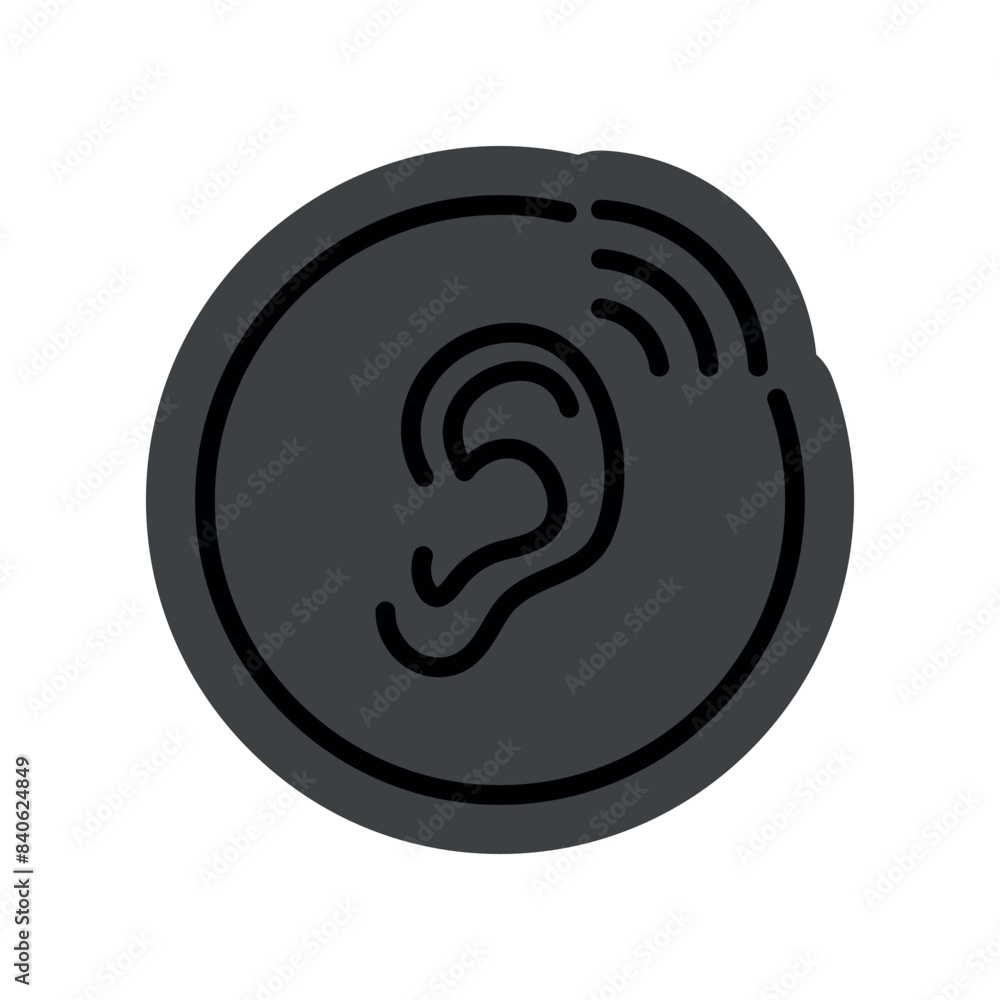 Ear vector icon, hearing symbol. Simple, flat design for web or mobile ...