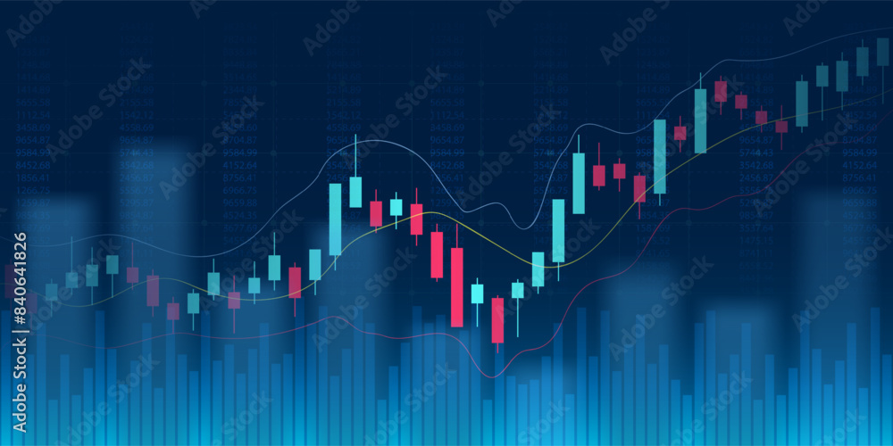 Financial graph with up trend line candlestick chart in stock market on ...