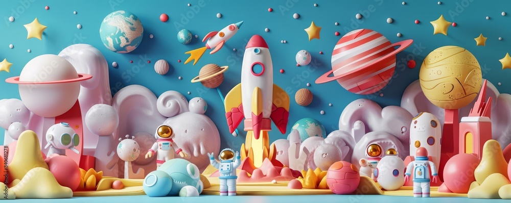 Clay Space Exploration Set, Clay models of rockets, planets, astronauts ...