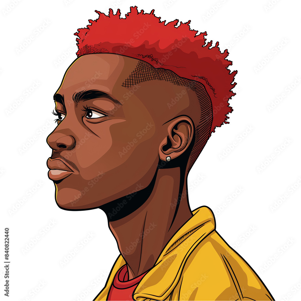 young african man with red hair . png . clip art . vector cartoon art ...
