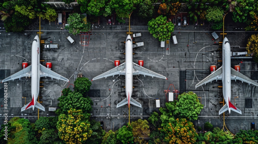 Design an aerial depiction of airport terminal gates and jet bridges ...