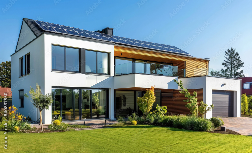 Contemporanea casa lujosa familiar de lineas rectas con hormigón ...