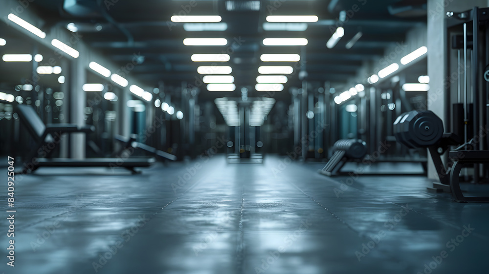 Gym blurred. Fuzzy gym without patrons with a blank background. Title ...