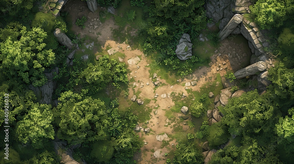 RPG battle map. Fantasy battlefield illustration, cartography forest ...