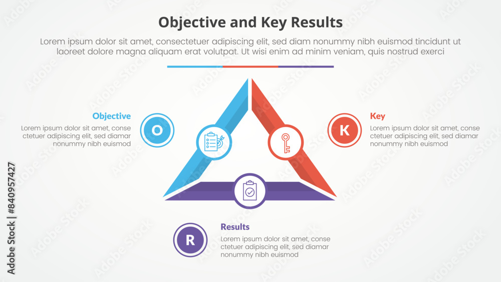 OKR objectives and key results framework infographic concept for slide ...