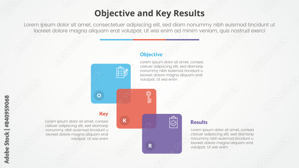 OKR objectives and key results framework infographic concept for slide ...