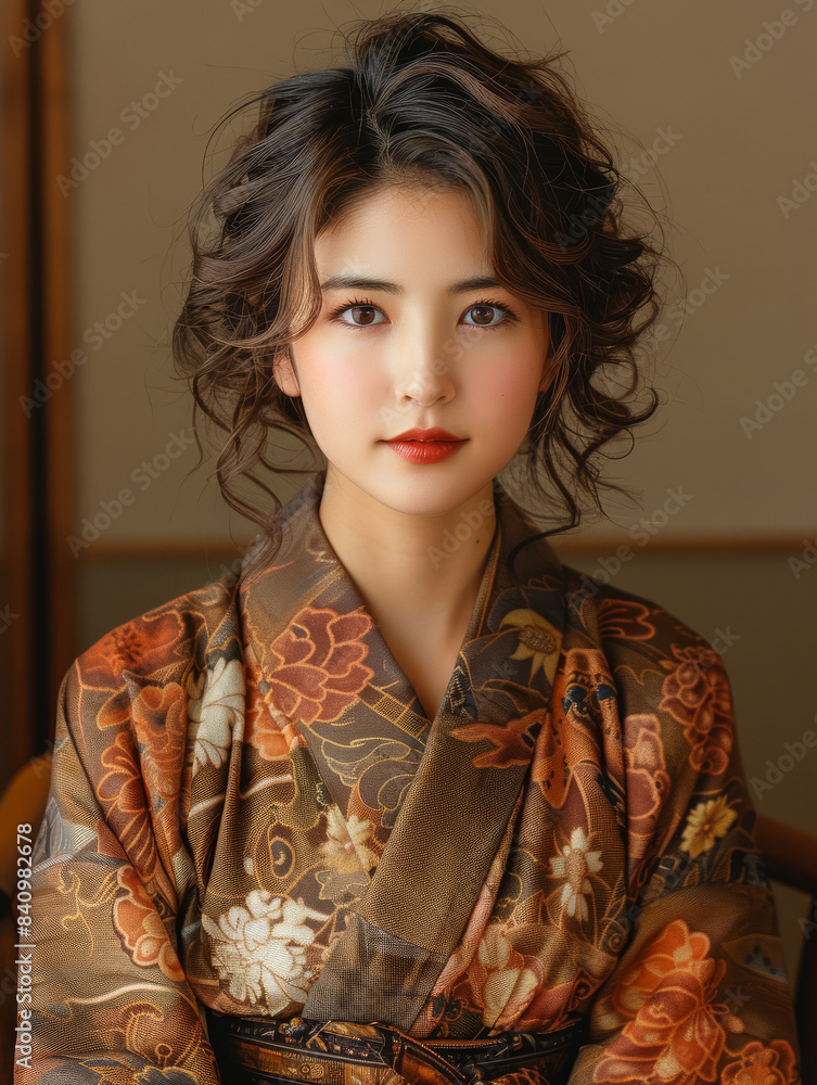 full body shot sitting with crossed legs on a chair,of Japanese female ...
