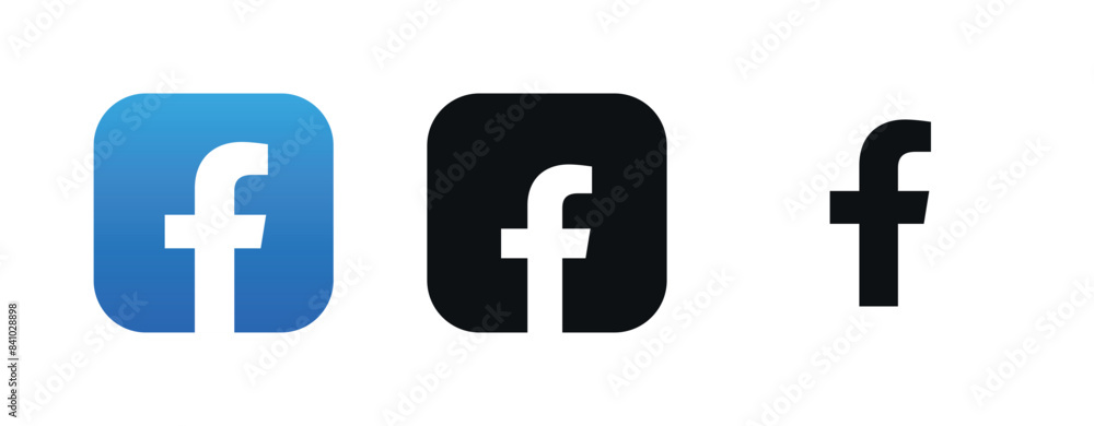 Facebook icon collection. Facebook logo set in different shape on ...