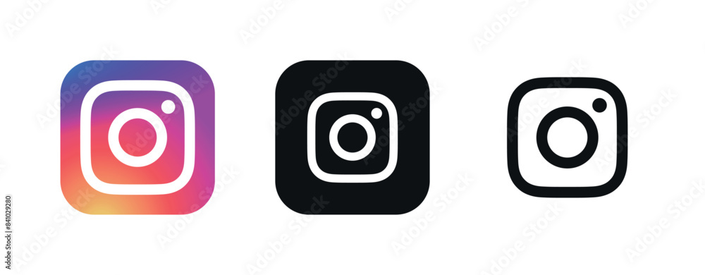 Instagram icon collection. Instagram logo set in different shape on ...