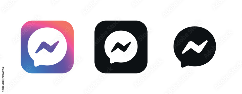 Vector de Stock Messenger icon collection. Messenger logo set in ...