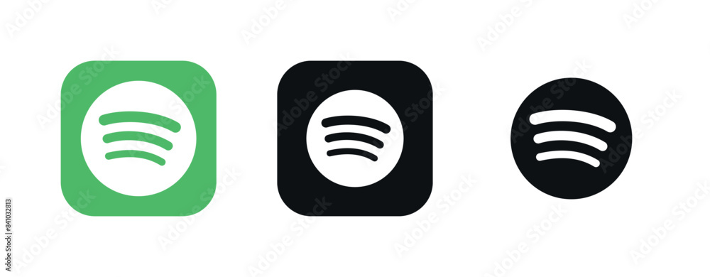 Spotify icon collection. Spotify logo set in different shape on ...