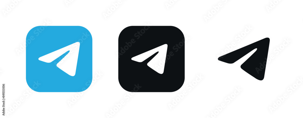 Telegram icon collection. Telegram logo set in different shape on ...