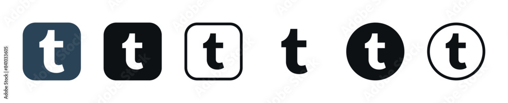 Tumblr icon collection. Tumblr logo set in different shape on ...