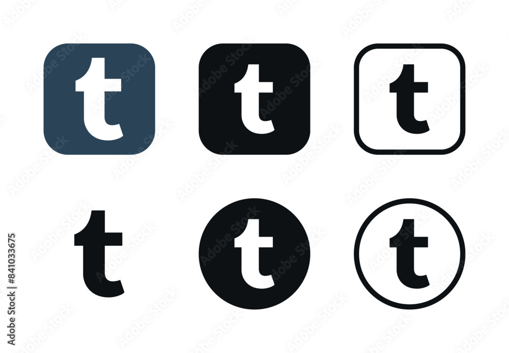 Tumblr icon collection. Tumblr logo set in different shape on ...