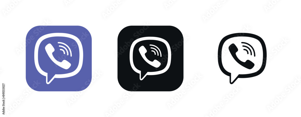 Viber icon collection. Viber logo set in different shape on transparent ...