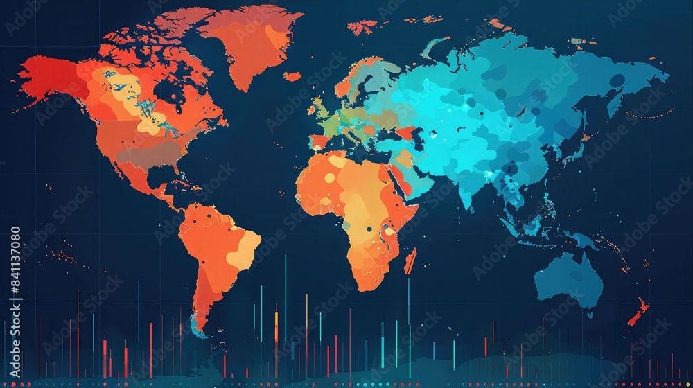 Detailed heat map showing global cryptocurrency adoption rates with ...