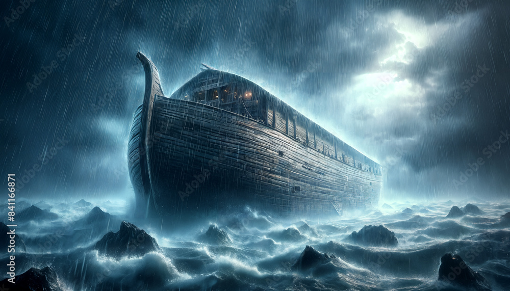 Noah's Ark Bible Historical Event Story, Raining Stock Illustration ...
