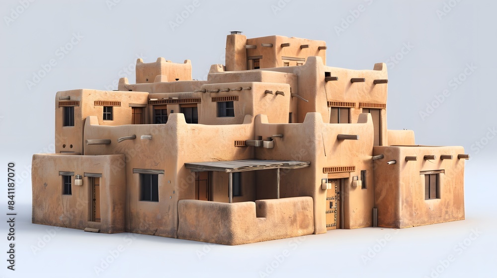 Pueblo-style adobe house, reflecting the traditional architecture of ...