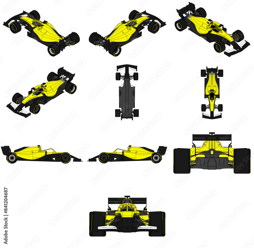 F1 Car Vector Pack - 2 Stock Vector | Adobe Stock