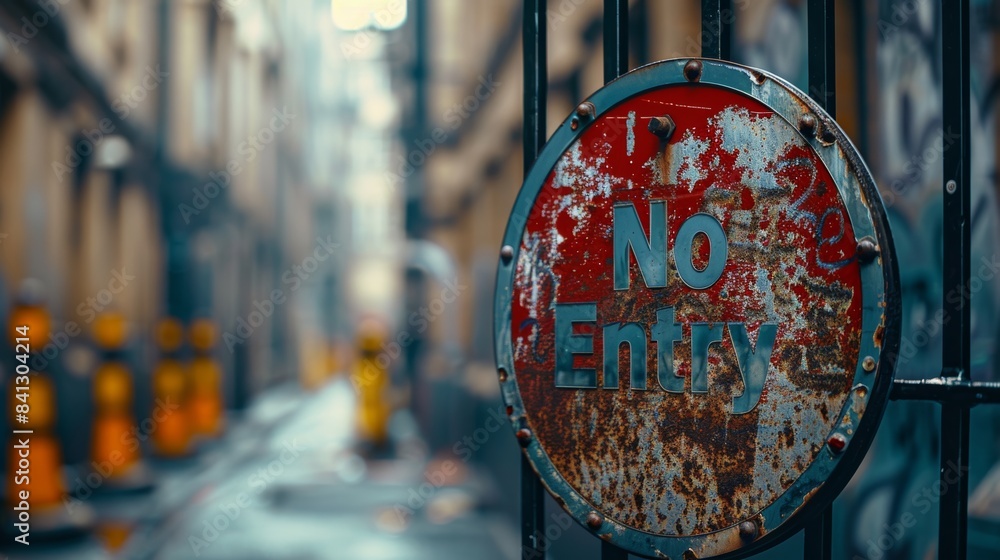 sign saying "No Entry", close-up Stock Photo | Adobe Stock