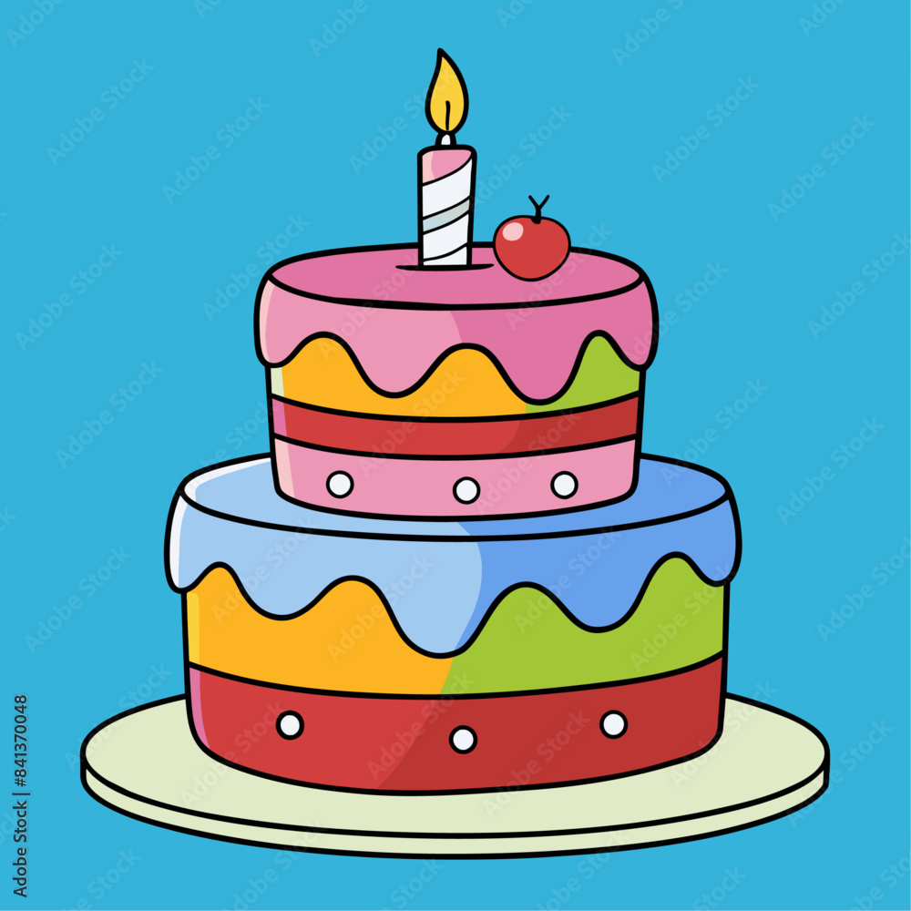 Birthday cake cartoon vector clipart Illustration Stock Vector | Adobe ...