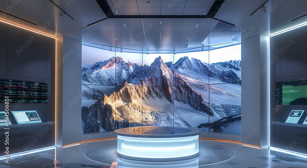 Command and control center for tourism, featuring a central hologram ...