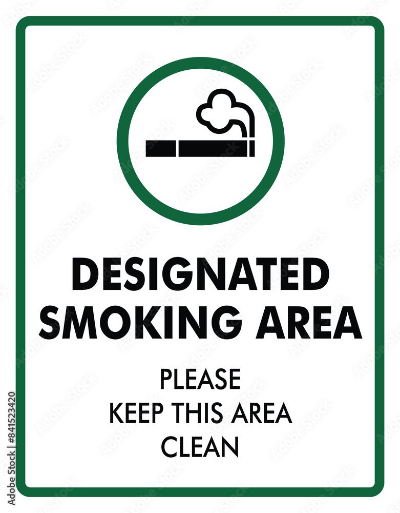 designated smoking area smoke permitted sign illustration with text and ...