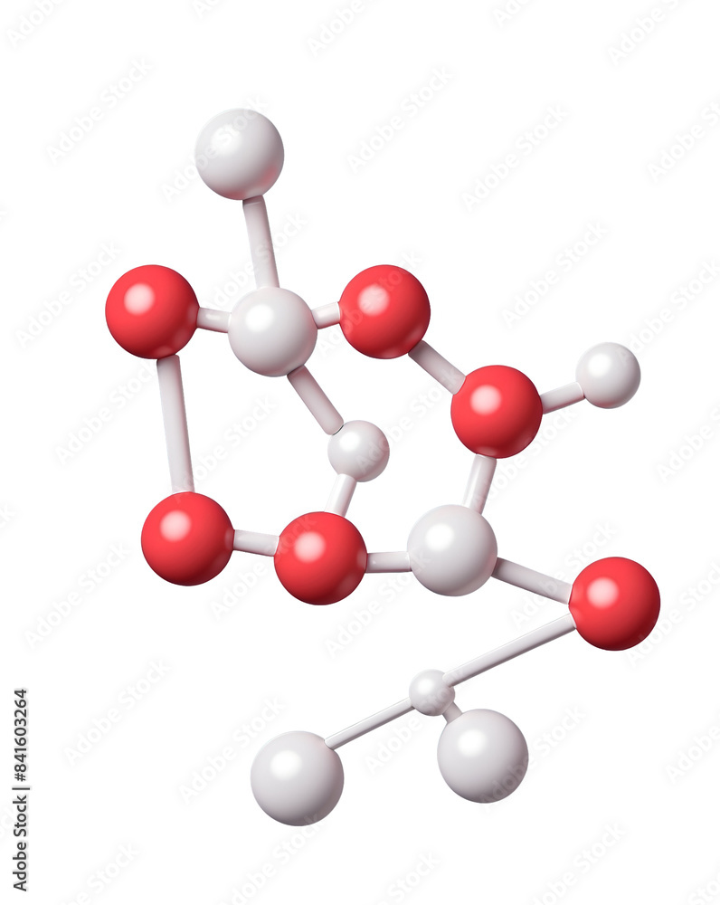 Structure of white and red molecules isolated on transparent background ...