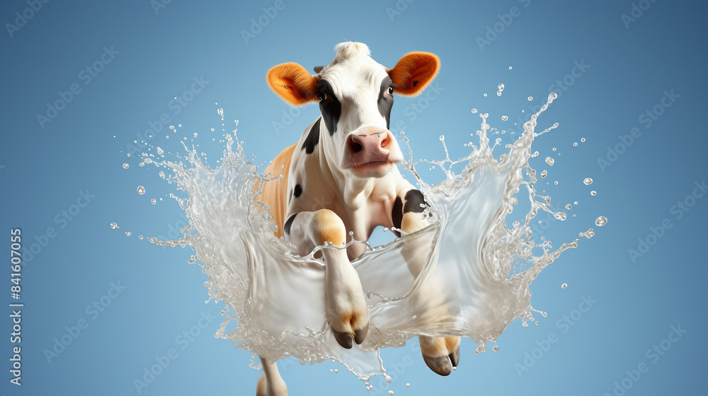 Milk Splash in Playful Cow Shape - 3D Stock Illustration with Clipping ...