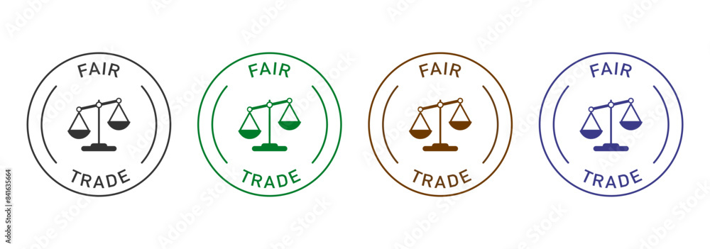 Fair trade label vector design for packaging. Scales balance color ...