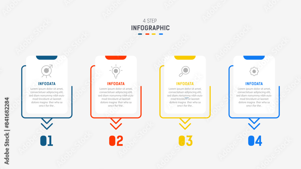 Three Step Infographic label design Vector template with line icons ...