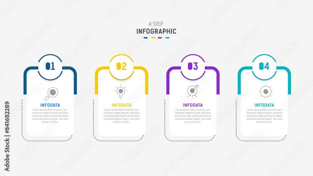 Three Step Infographic label design Vector template with line icons ...