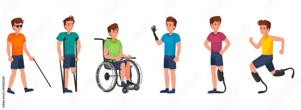 Inclusive People characters cartoon vector illustration. Young people ...