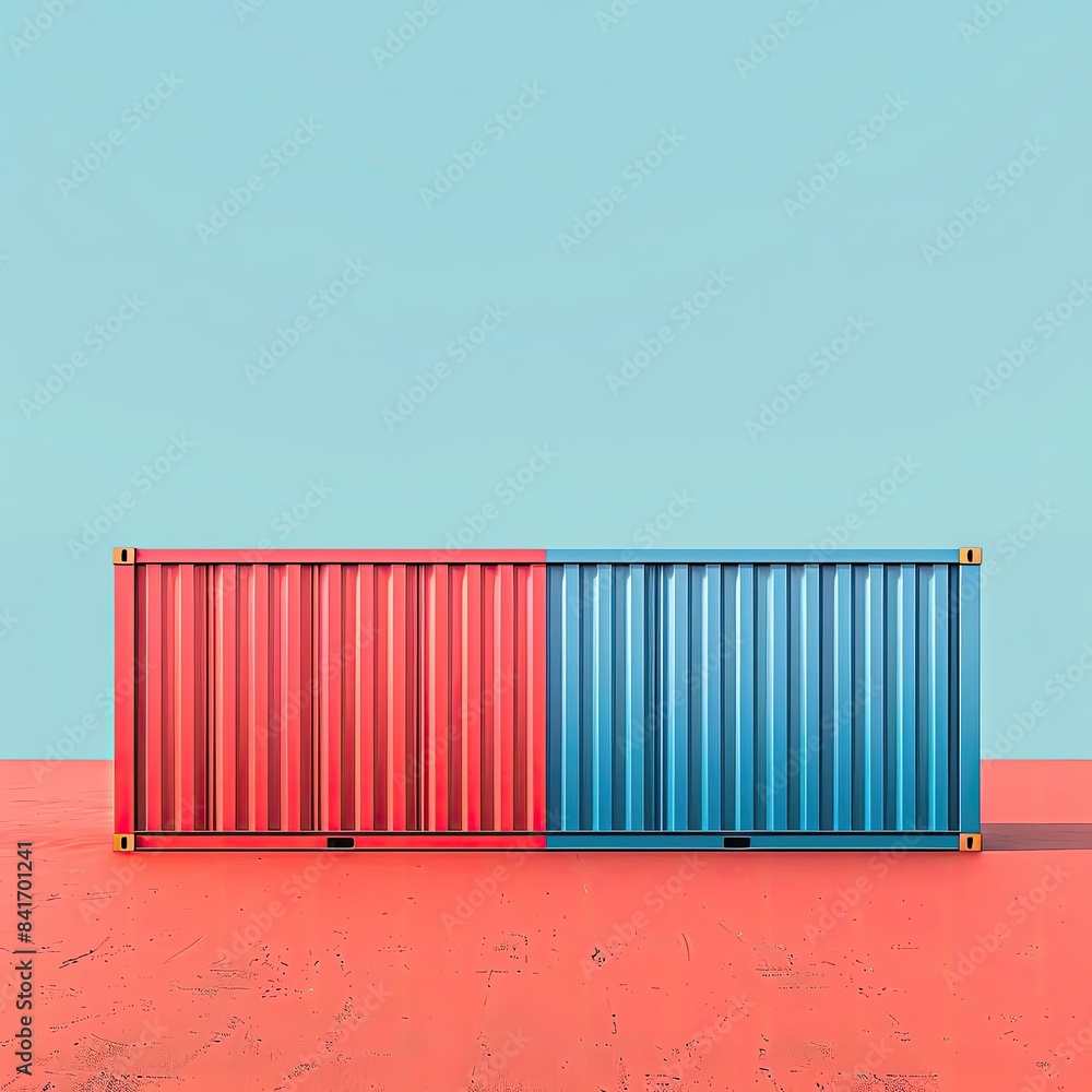 Foto de Stock Shipping container in maritime transport flat design side view industrial theme 3D ...
