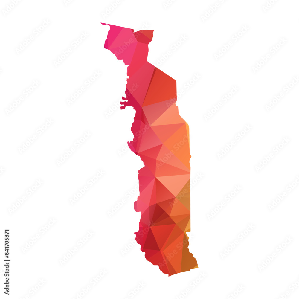 Abstract Polygon Map - Vector illustration Low Poly Color Rainbow Togo ...