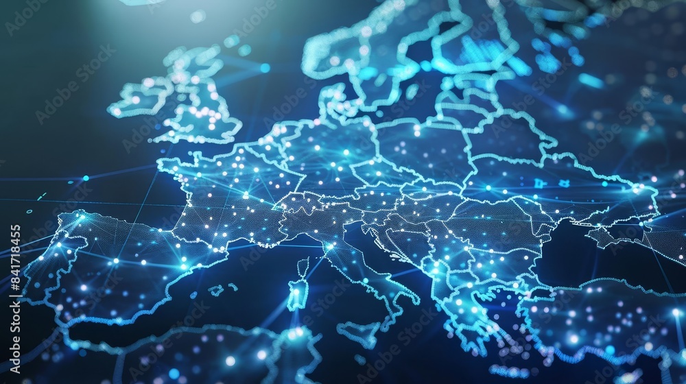 digital map of western europe depicting eu network connectivity ...