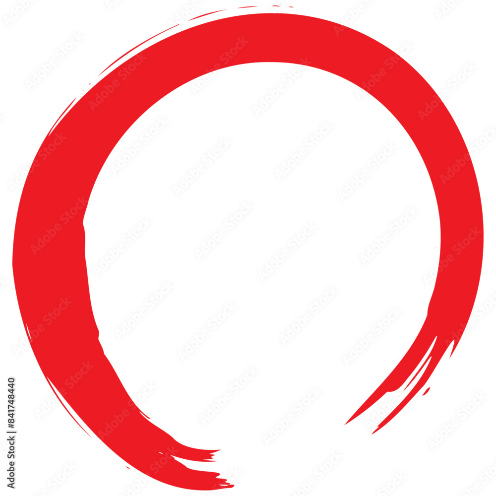 Hand-drawn red circle in brush calligraphy, vector illustration ...