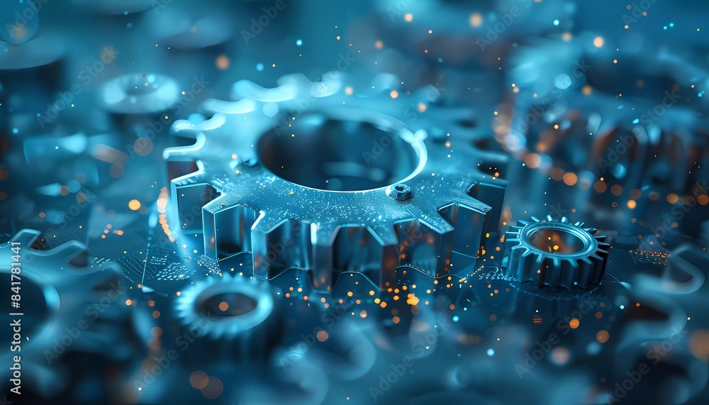 Power of Efficiency, gears and cogs interlocking seamlessly, energy ...
